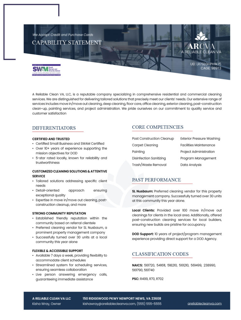 Capability Statement - Federal Contracting Alliance